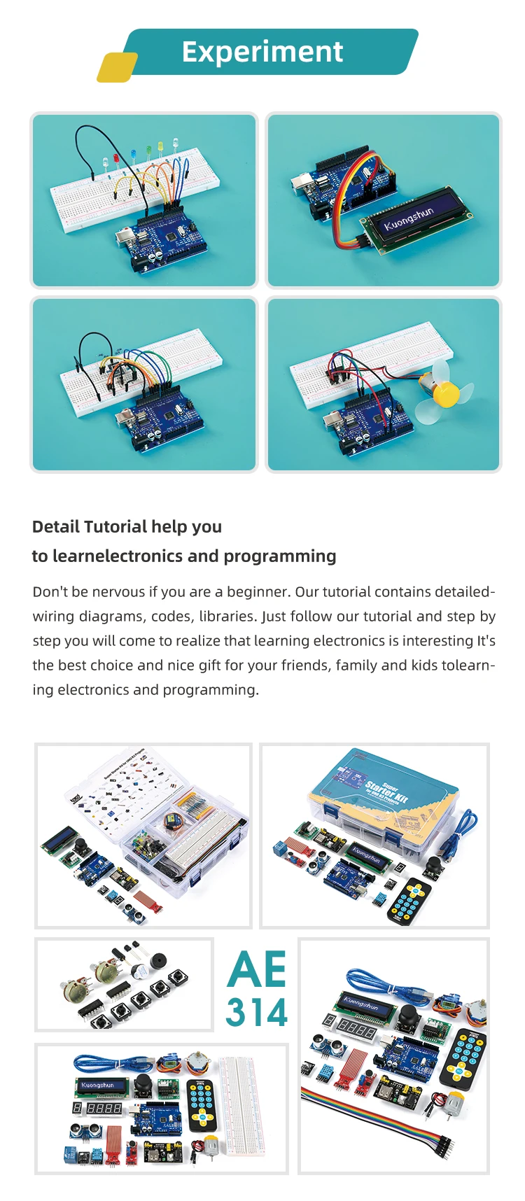 Acebott Super Starter Kit Including Breadboard 1602 Iic Jumper Wire Set R3 For Arduino Uno With