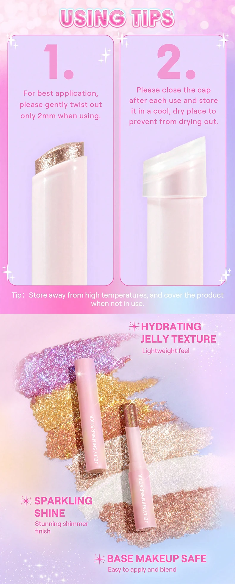 Custom Logo Vegan Eyeshadow Stick Talc-Free Sparkling Makeup with Glass ...