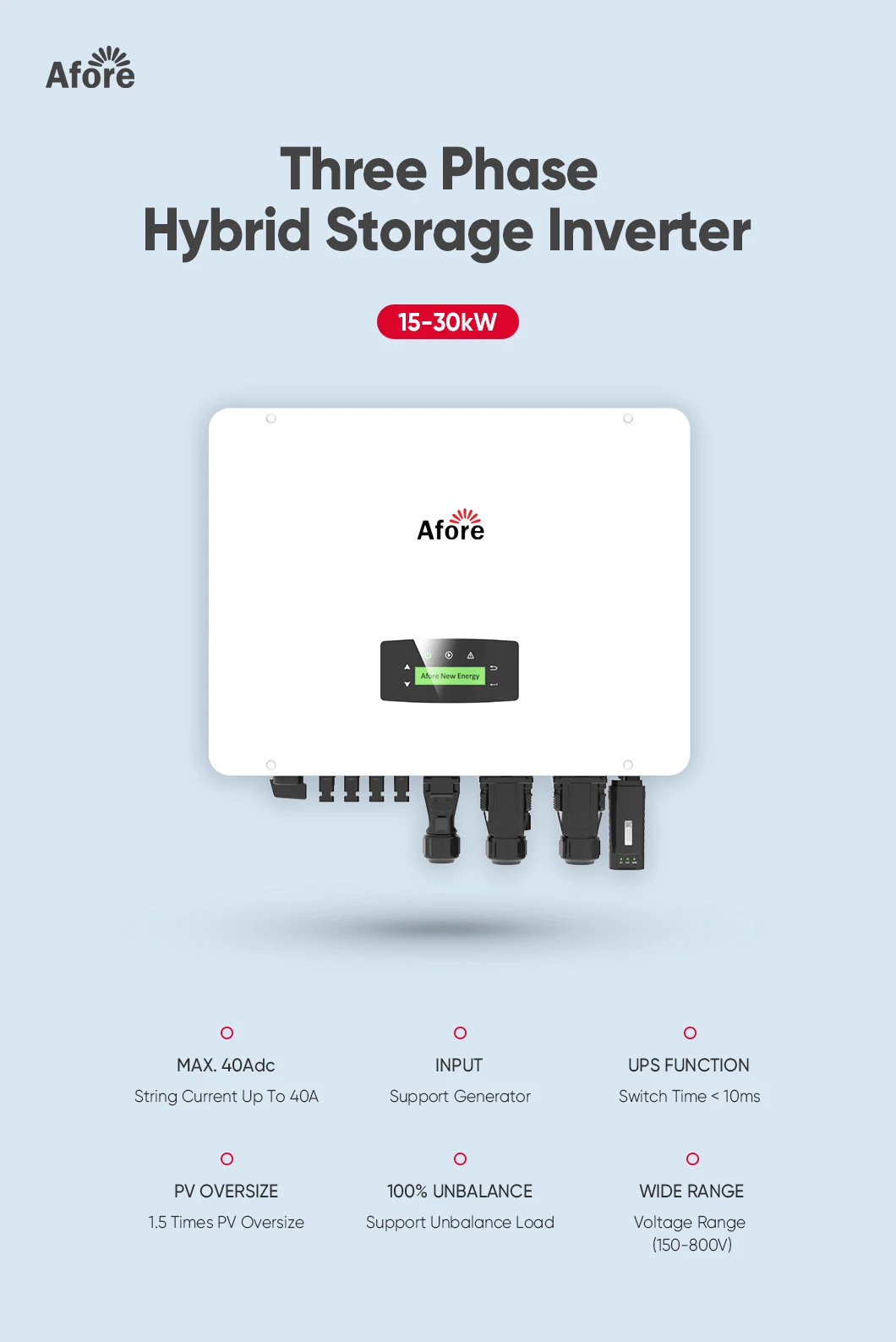 Afore Hybrid Solar Inverter 3 Phase 15KW-30KW PV Storage
