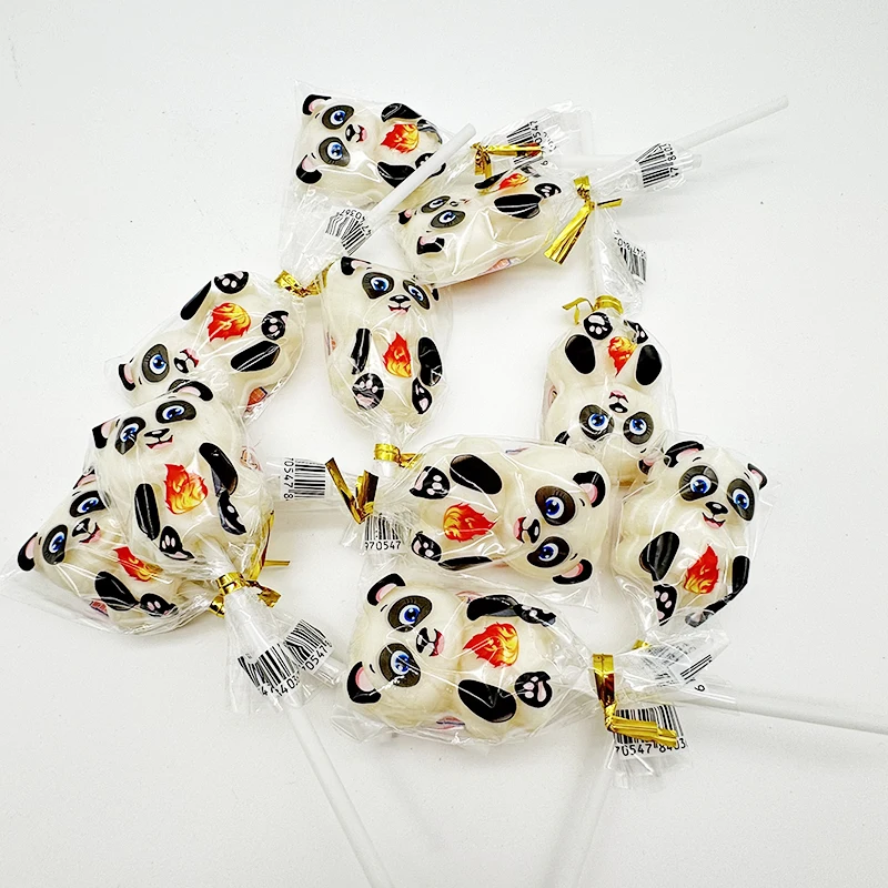 Halal Bottled Fruit Panda Shape Lollipop Hard Candy Animal Candy ...
