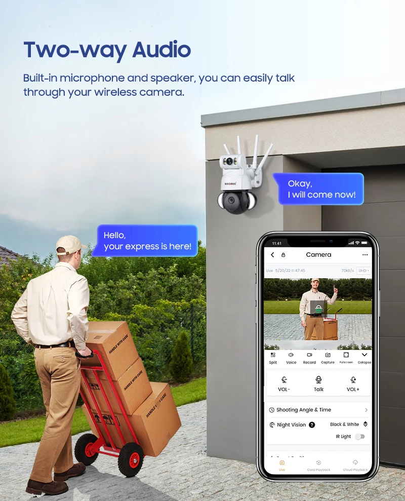 2023 Sectec Supplier New Designed Two-way Audio Wireless Cctv Camera ...