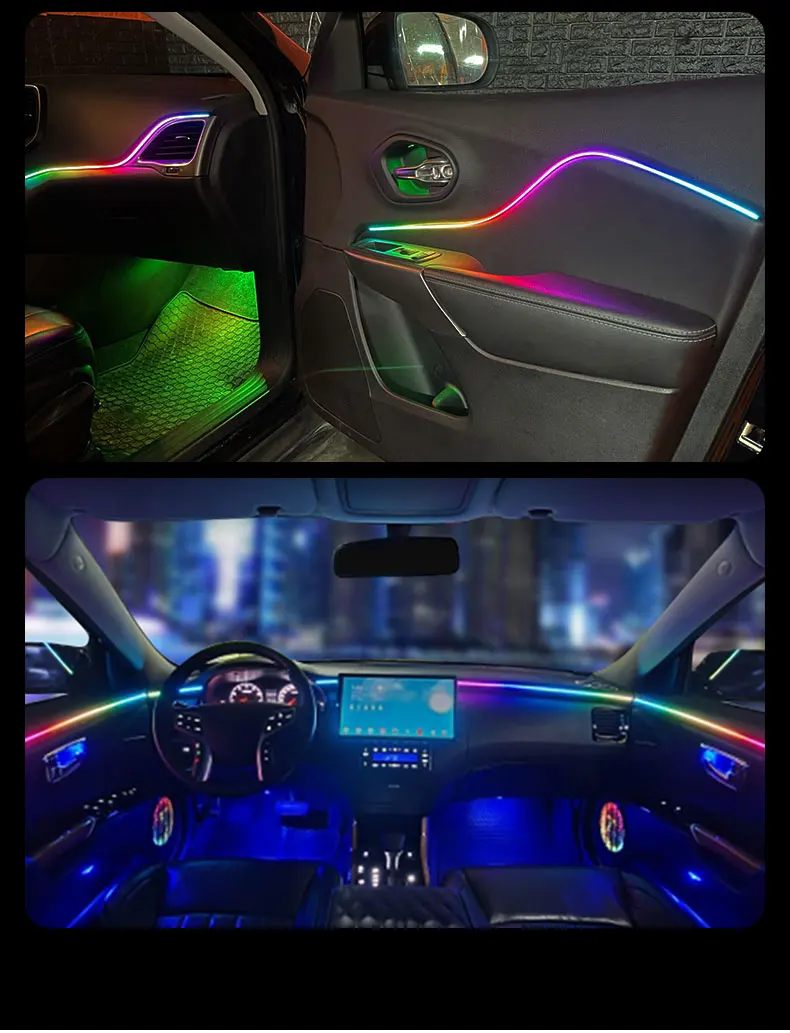 Car Interior Rgb Led Acrylic Strip Lights Kit Decoration Neon ...