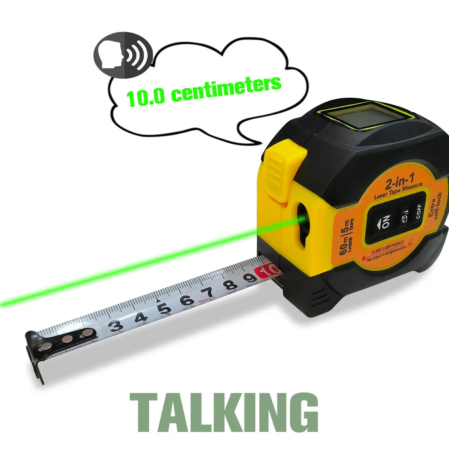 2 - in - 1 Tape Measure & Laser Measuring Instrument, with Voice ...