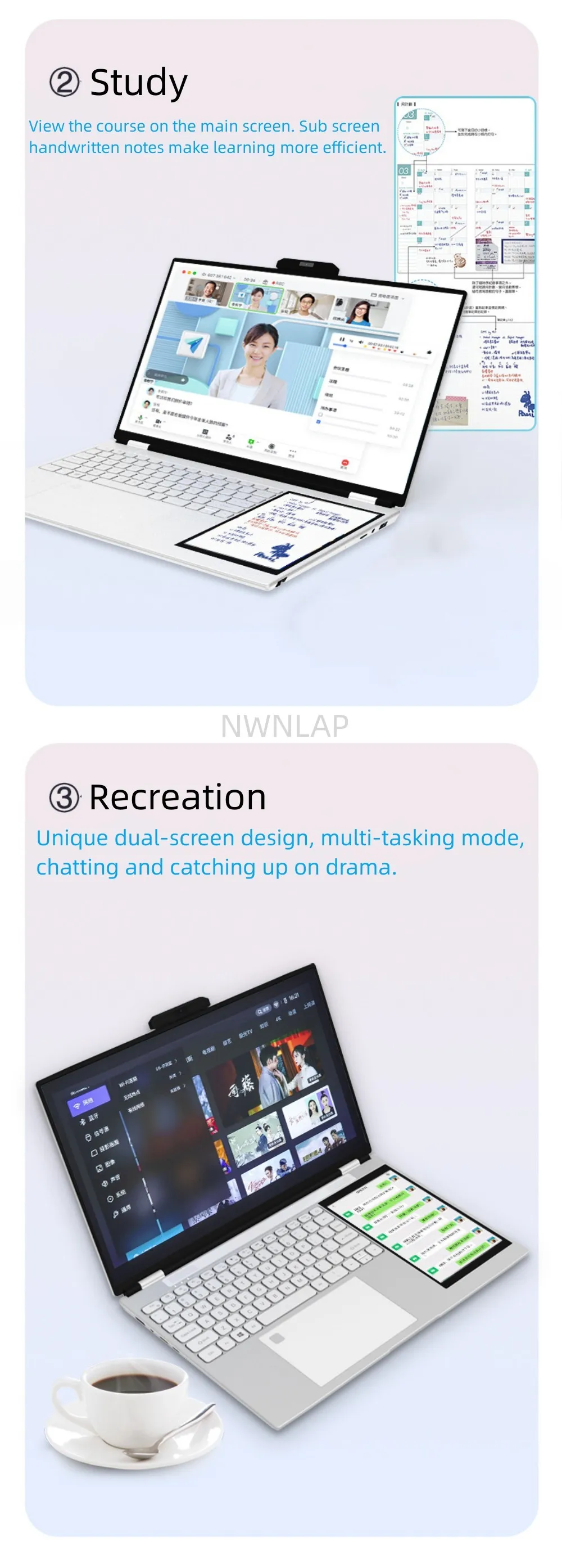 Dual Screen Laptop - 15.6 Inch + 7 Inch Touch Screen Gaming