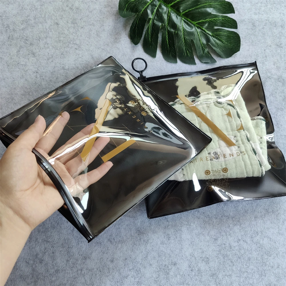 Custom Clothing Packaging Bag Brand Logo Reusable Frosted Ziplock Black ...