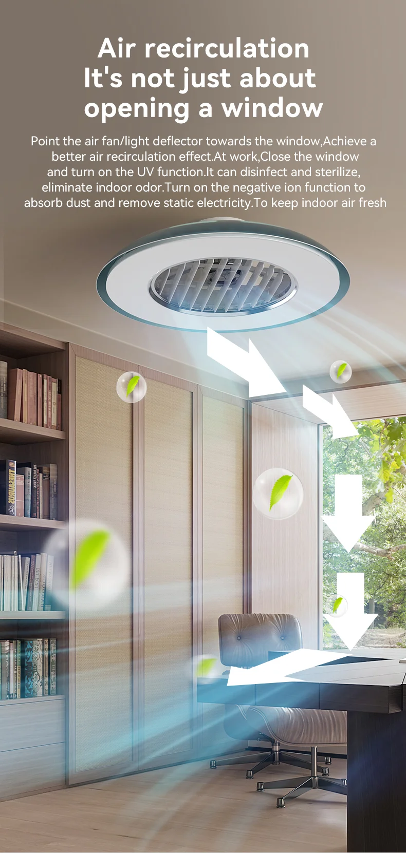 Enclosed Bldc Ceiling Fan With Light,4 Colors Dimmable Led Flush Mount ...