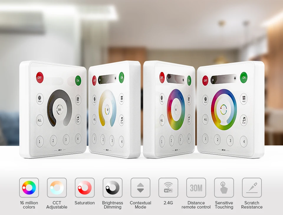 2.4ghz Spi Pwm Led 4 Zone Wall Touch Panel Remote For Sp63*e Controller ...