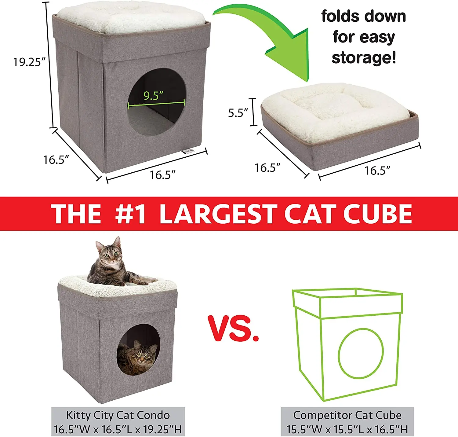 Foldable Cat House - Breathable & Stackable Cat Bed