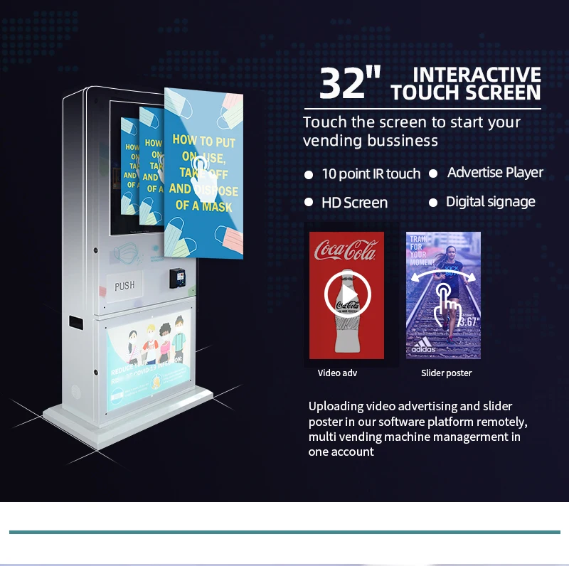 Large Stand Vending Machine Contactless Vending Ppe Products Vending ...