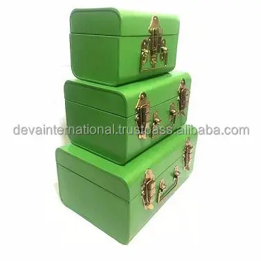 Classy Metal Trunk Boxes Set Of Two Cases Safe Deposit Toy Storage ...