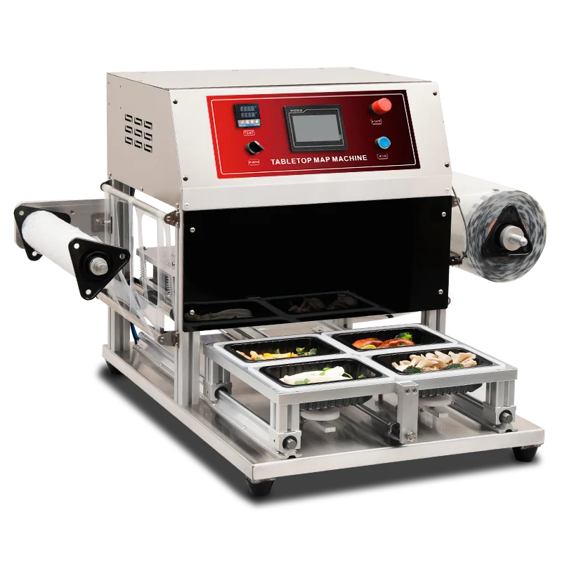 Fast Food Nitrogen Flush Packaging Machine Tabletop Map Tray Sealing ...