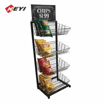 High Quality Floor Iron Wire Potato Chips Rack Display / Chips Display ...