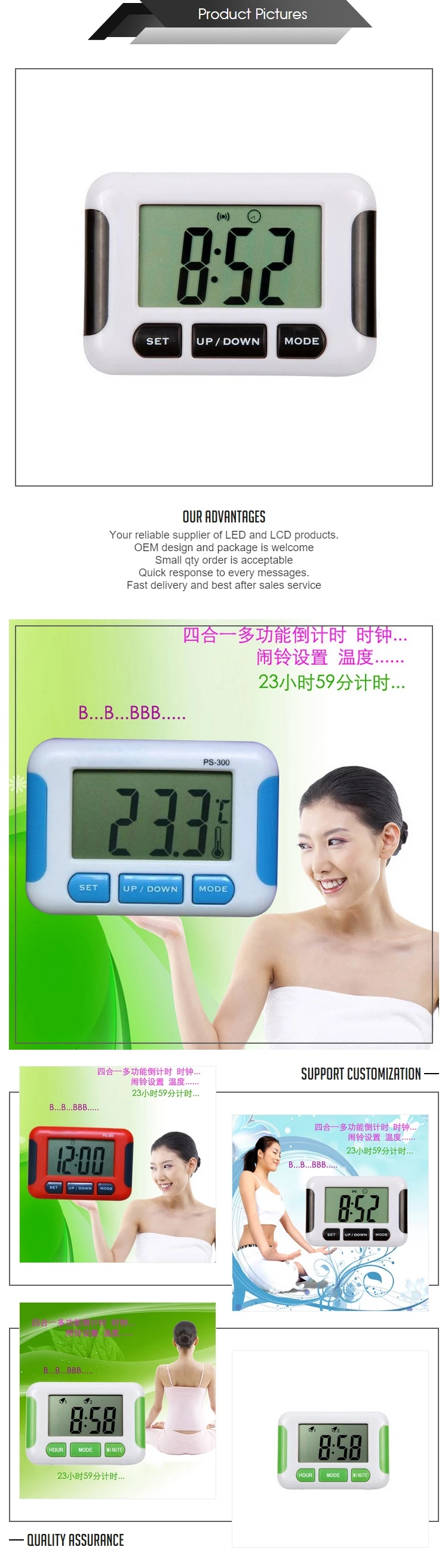 Digital Count Down up Kitchen Timer with Strong Magnet Table Standing ...
