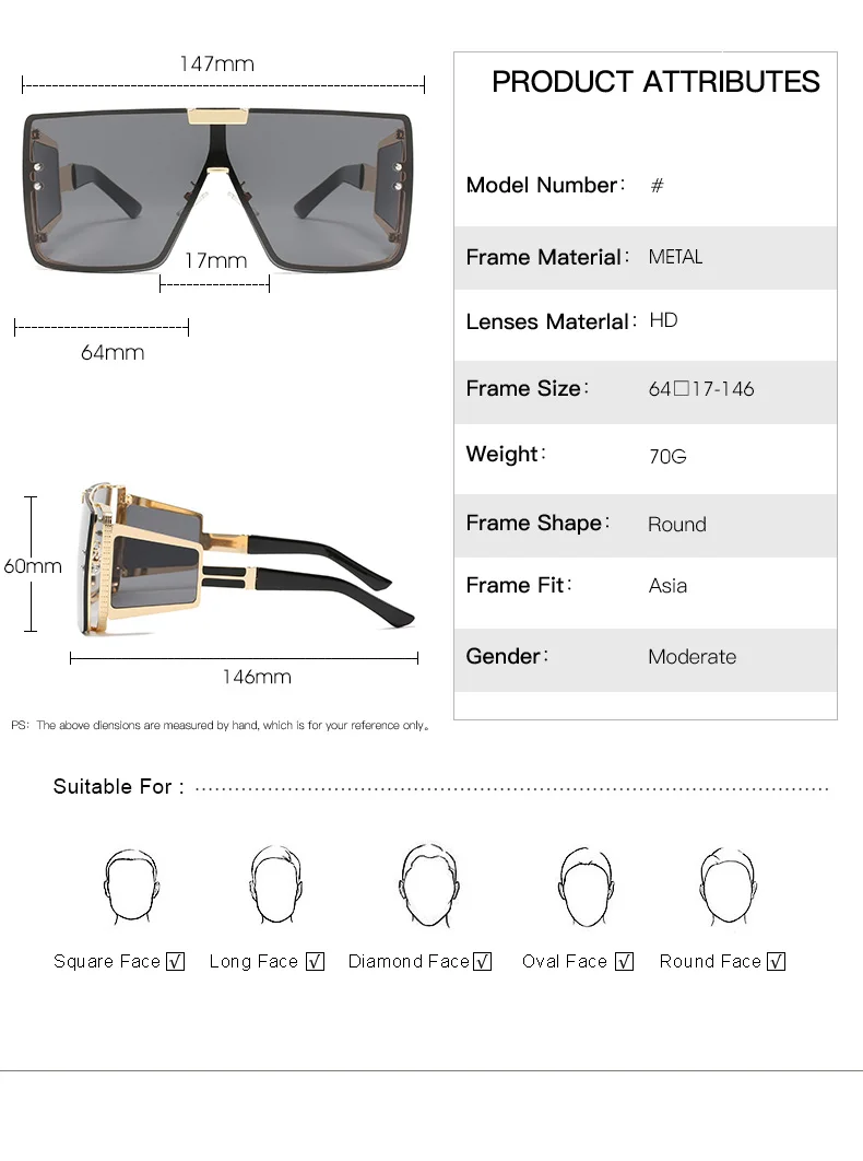 Mejores 2583 Square Sunglasses 2021 New Metal Vintage Women Men Sun ...