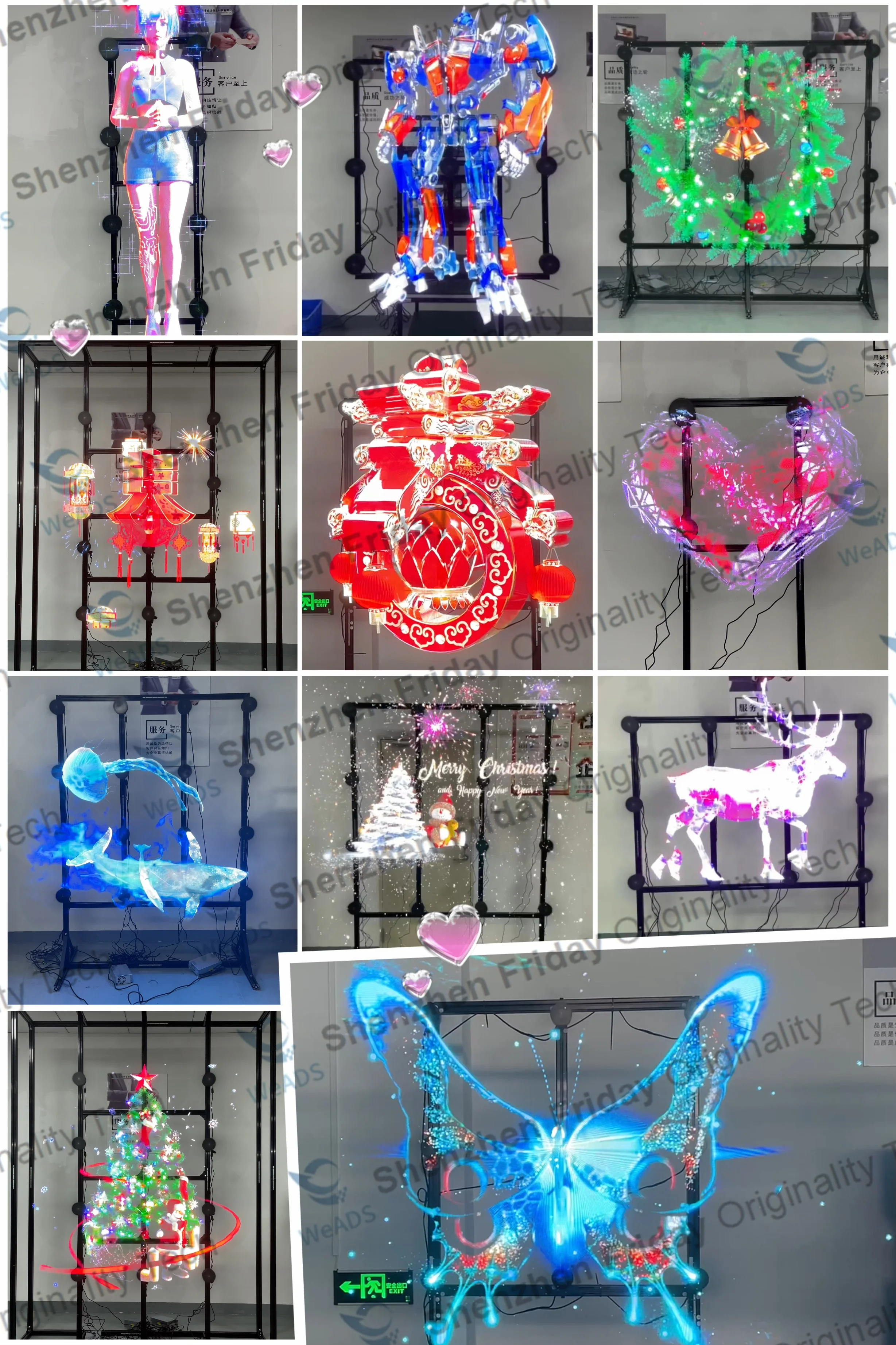 200CM 3D Holographic Display Projector LED Fan by Weads