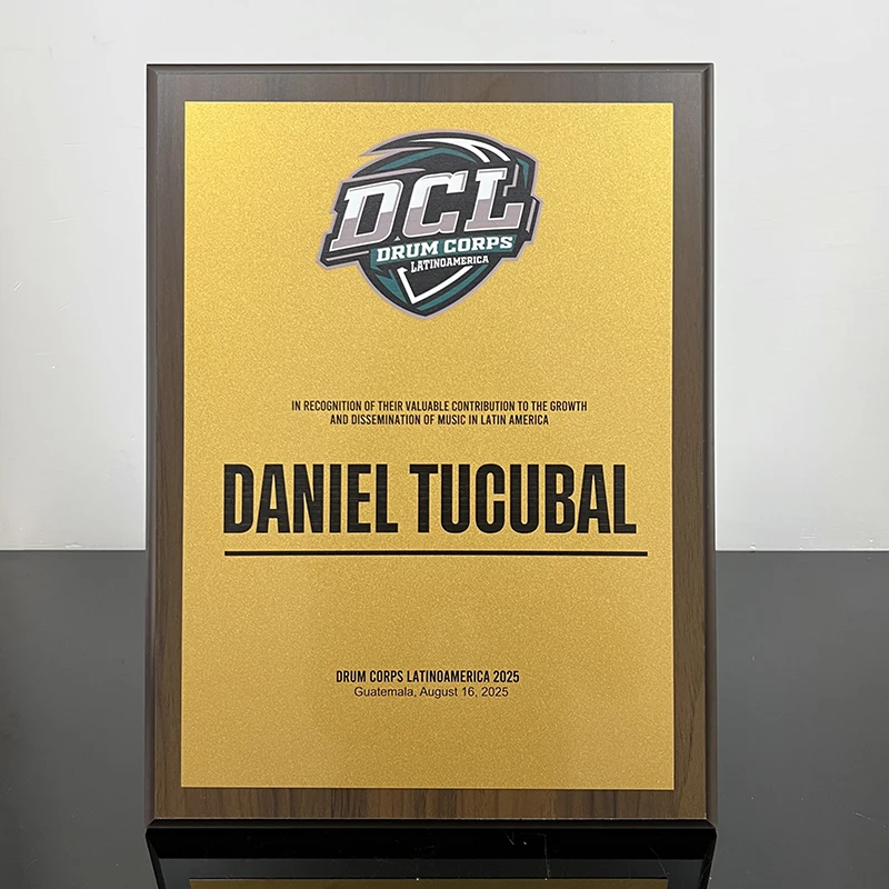 Personalized Crystal Wooden Plaque - Custom Design Awards