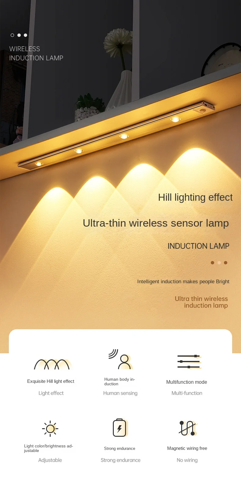 New Human Body Induction Lamp Dimmable Led Under Cabinet Lights Indoor ...