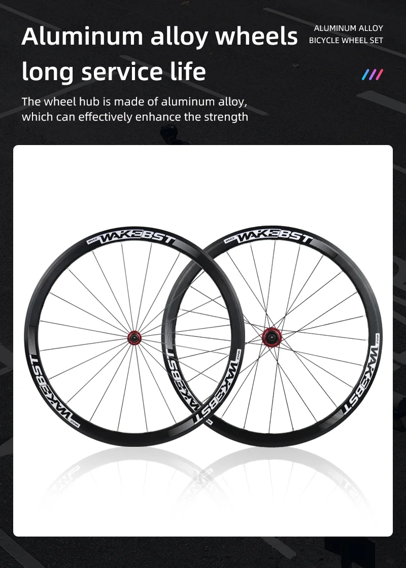 WAKE 700C Road Bike Wheelset - Disc Brake Aluminum Alloy