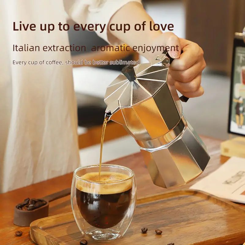 Aluminium Stovetop Hand Make Moca Mocha Pot Espresso Coffee Maker ...