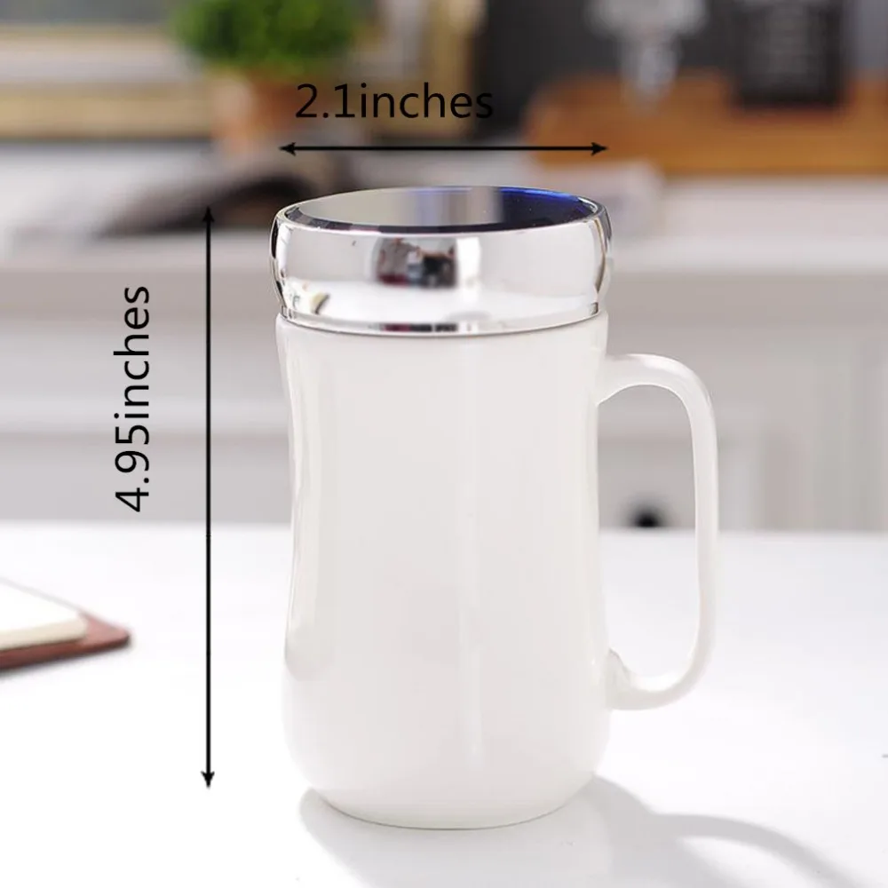 Creative Mirror Ceramic Mug Lid Coffee Tea Milk Cup Drinking Cups Mug ...