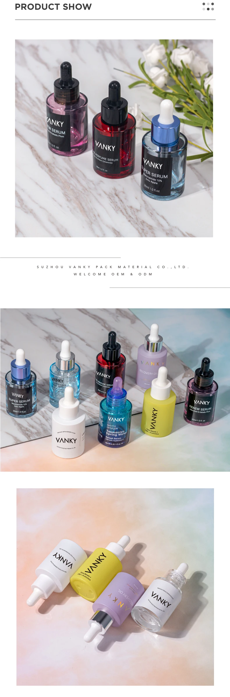 Luxury Colors Glass Dropper Bottle for Essential Oils 30ml Flat ...