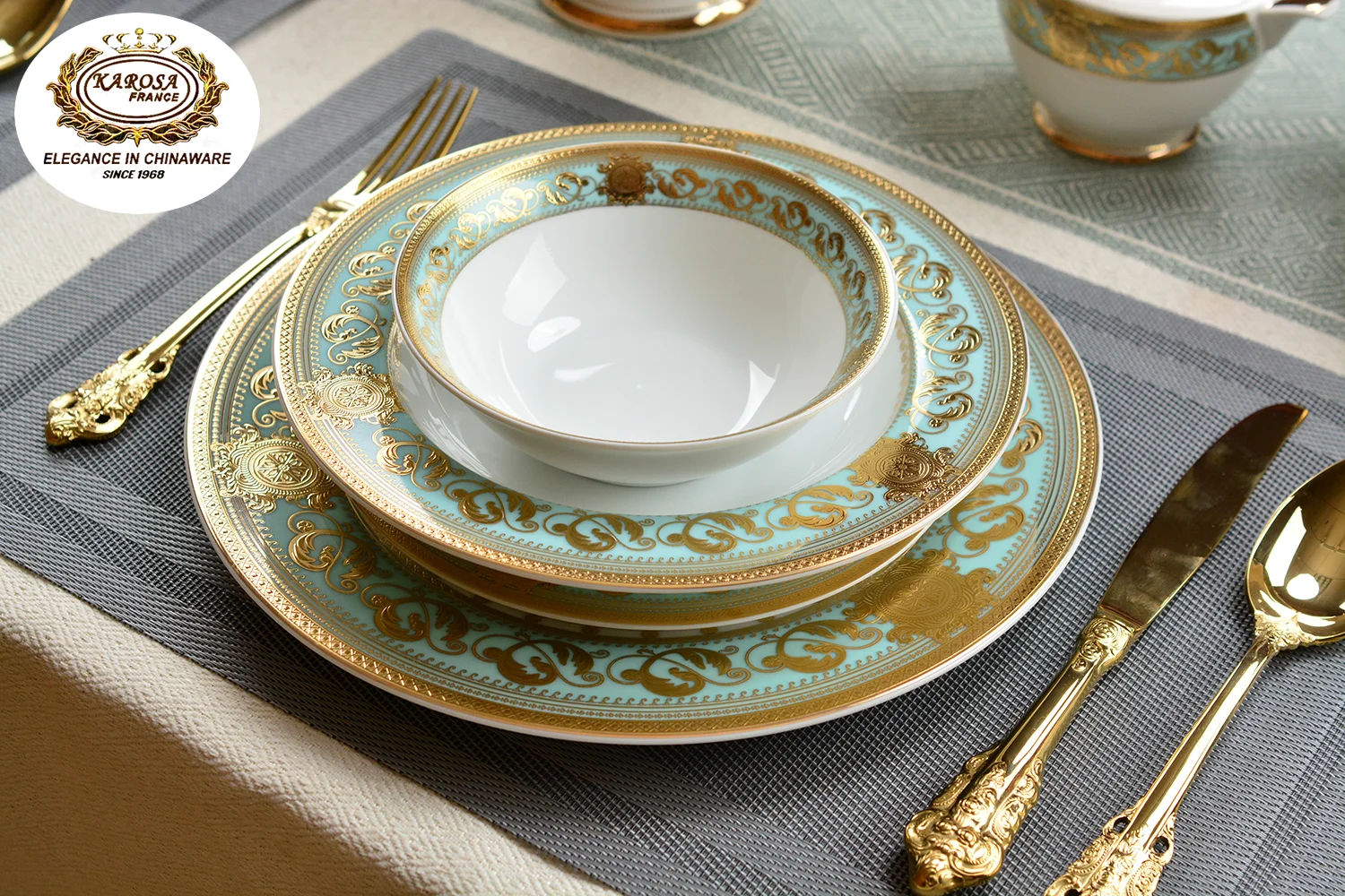 Luxury Embossed Gold Porcelain Tableware - Quick Shipping