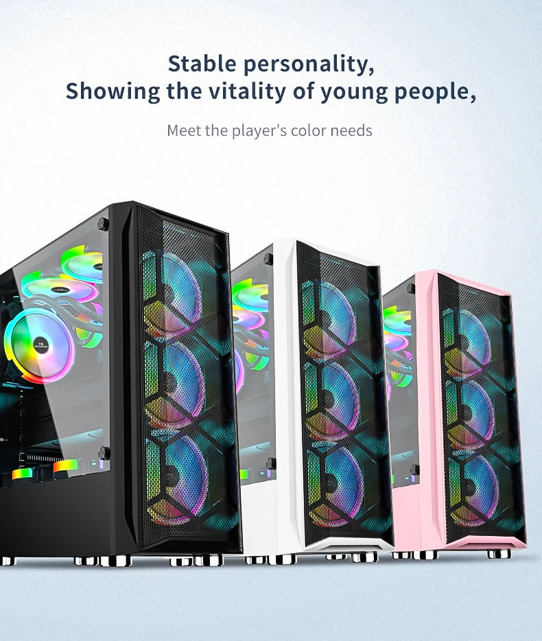 SNOWMAN Gaming Case - ATX Desktop PC Tower with RGB Fans