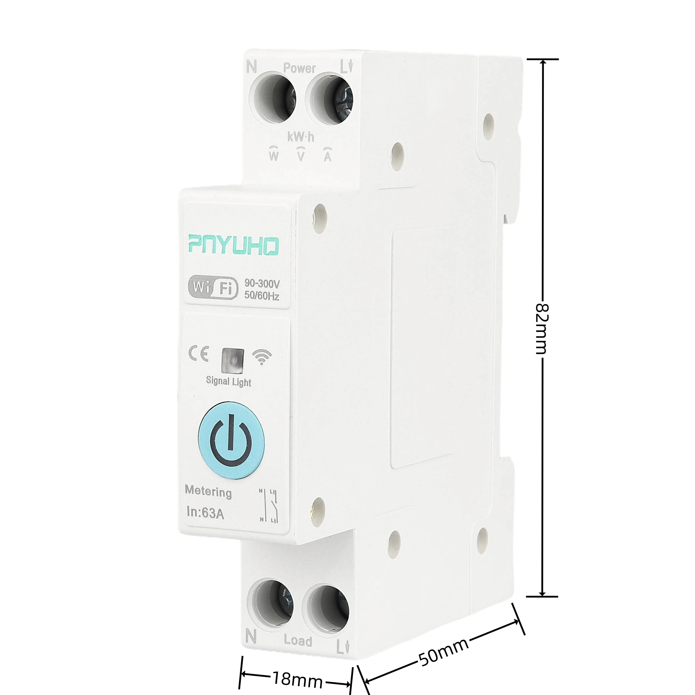 Kwh Metering Monitoring Circuit Breaker 1P+N 63A WIFI Smart Switch Tuya ...