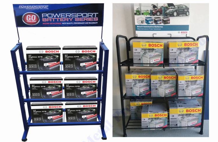 Heavy Duty Car Battery Display Rack - Durable & Versatile