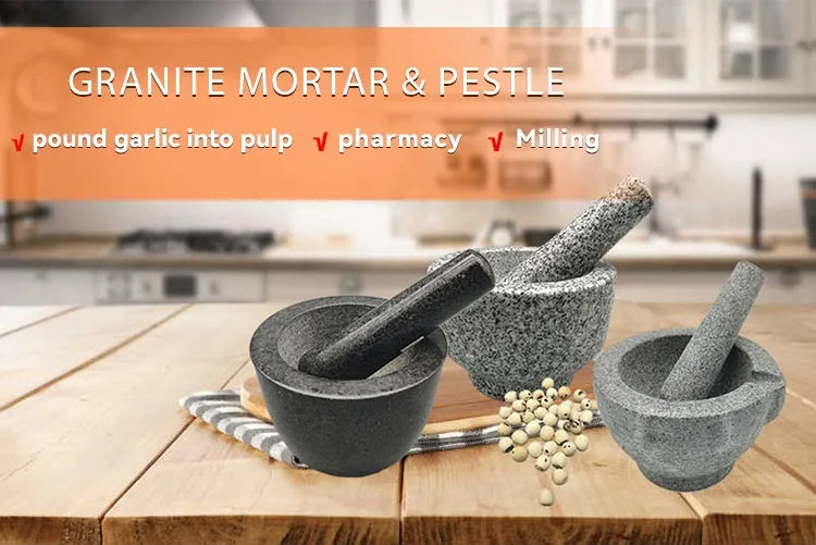 Large Mortar and Pestle - Durable Granite Kitchen Tool