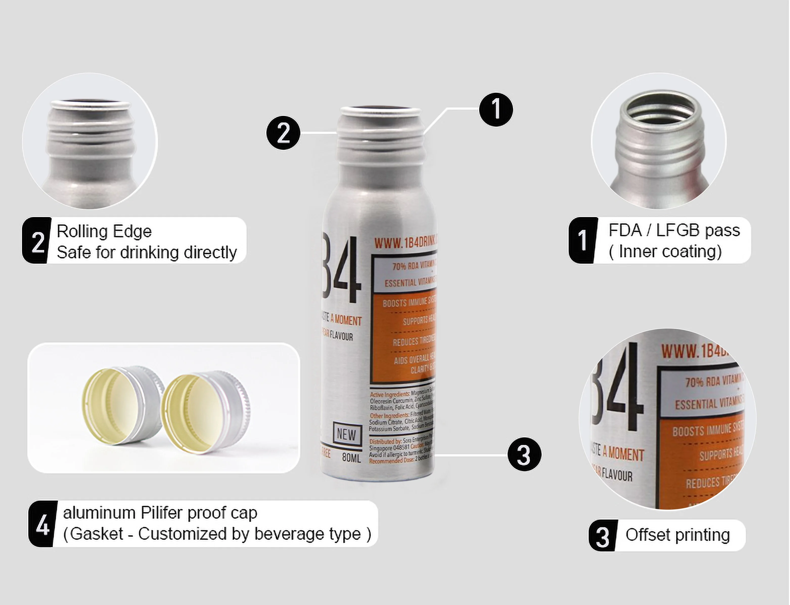 EBI's Hot Sale Aluminum pp 2 oz Juice Shot Bottles Trade with a ...