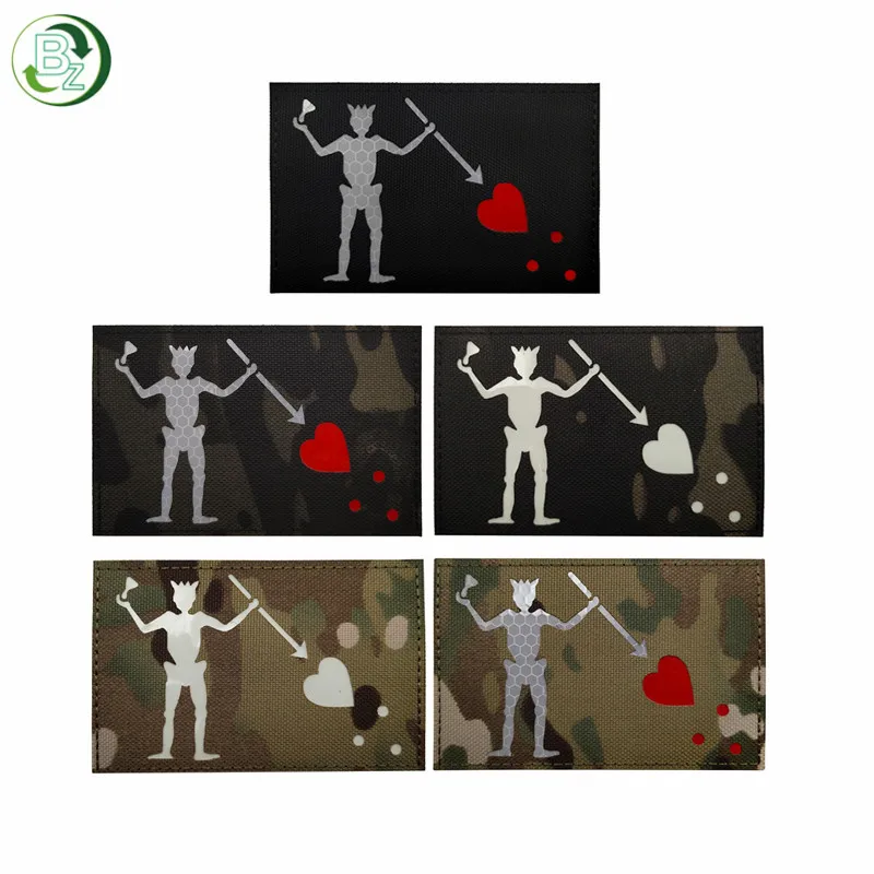 Blackbeard Pirate Flag Ir Infrared Reflective Tactical Patch With Hook ...