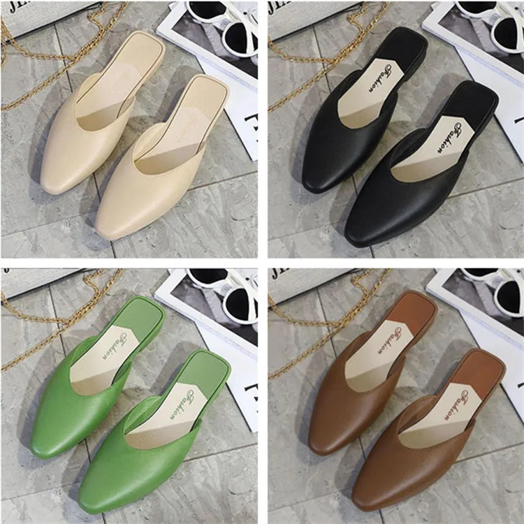 Women Square Buckle Plastics Toe-covered Slippers Sandal Summer Outdoor ...