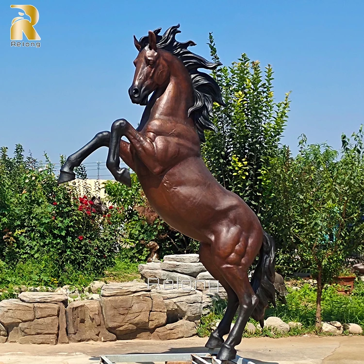 Outdoor Garden Life Full Size Bronze Jumping Horse Statue