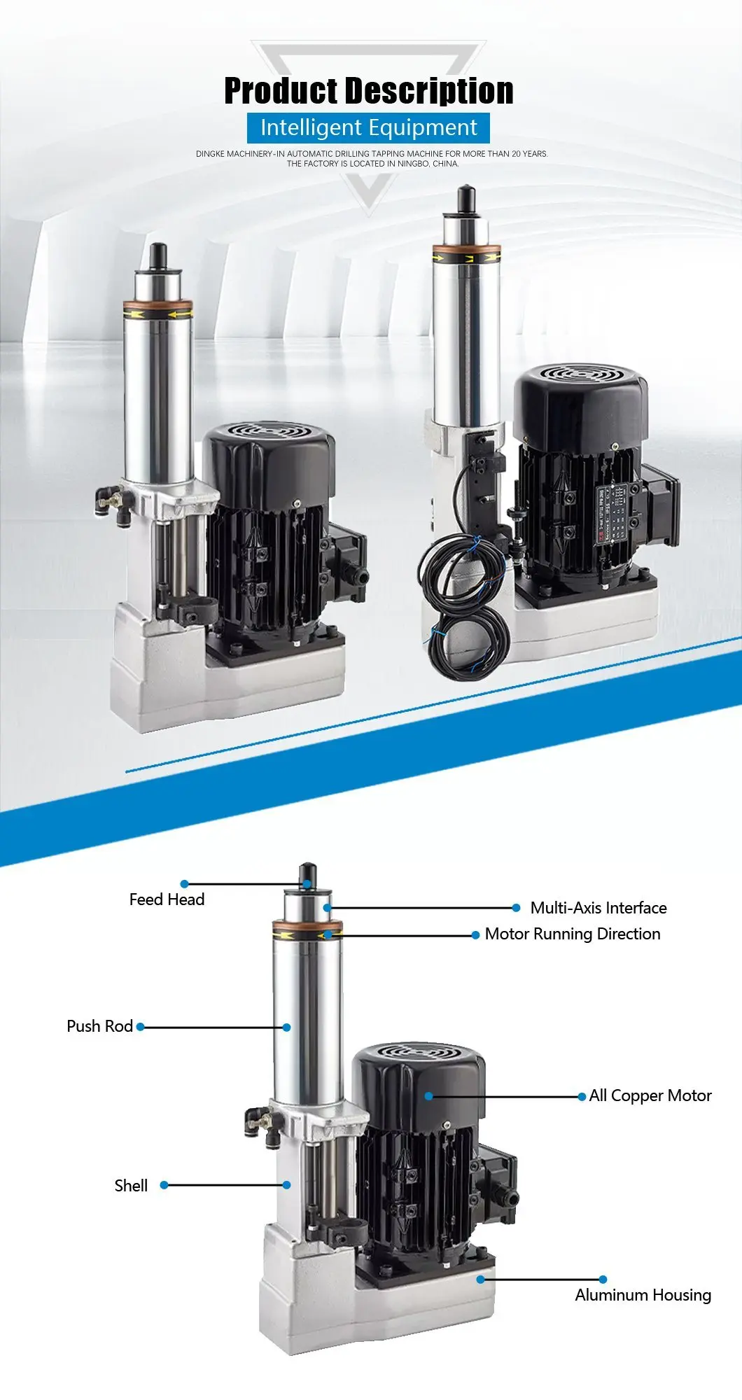 Vertical Small Pneumatic Drill Spindle Unit D74 Pneumatic Power Head ...