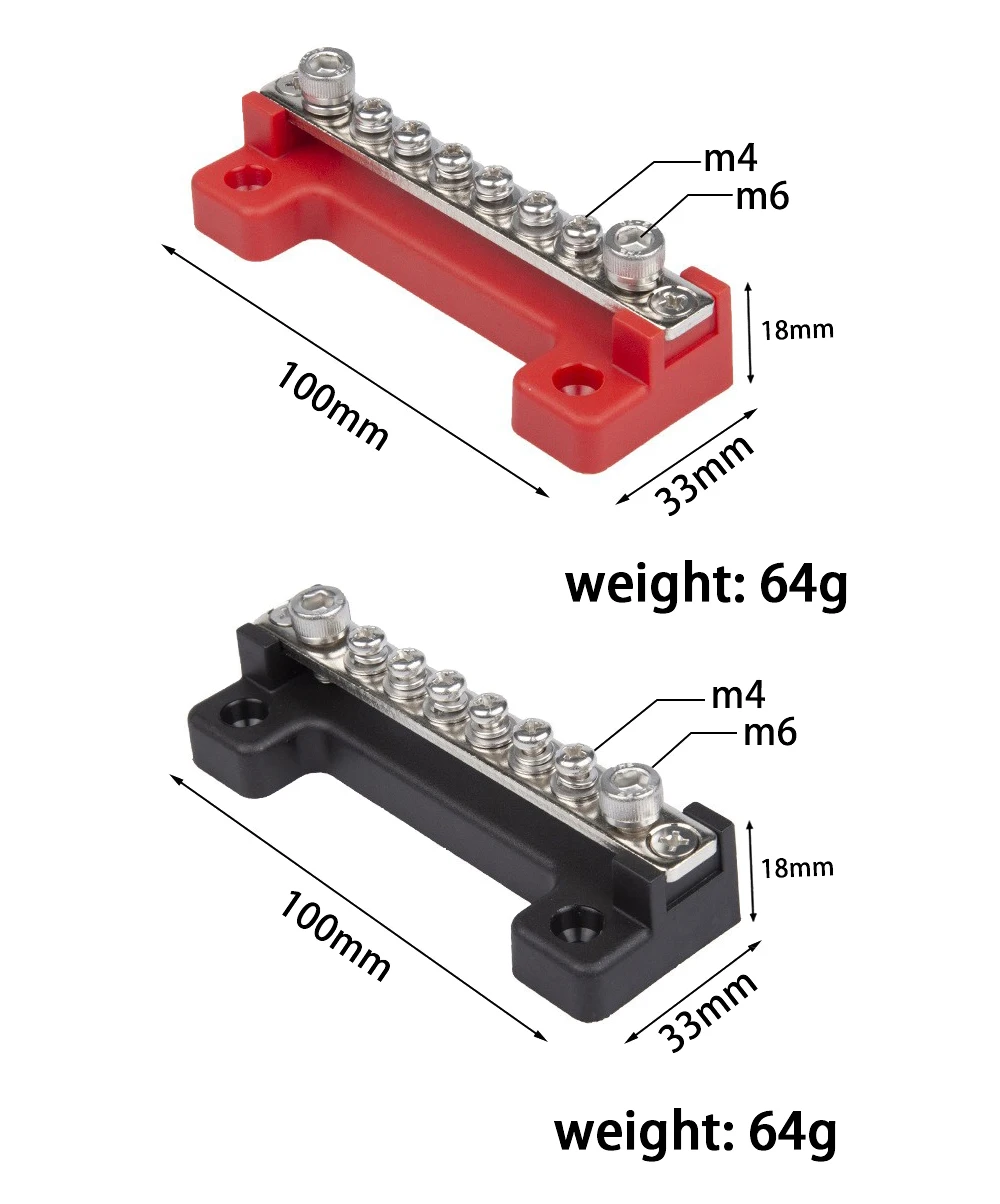 High Current M4/m6 Terminal Block New 6k Busbar In Red Black Pbt ...