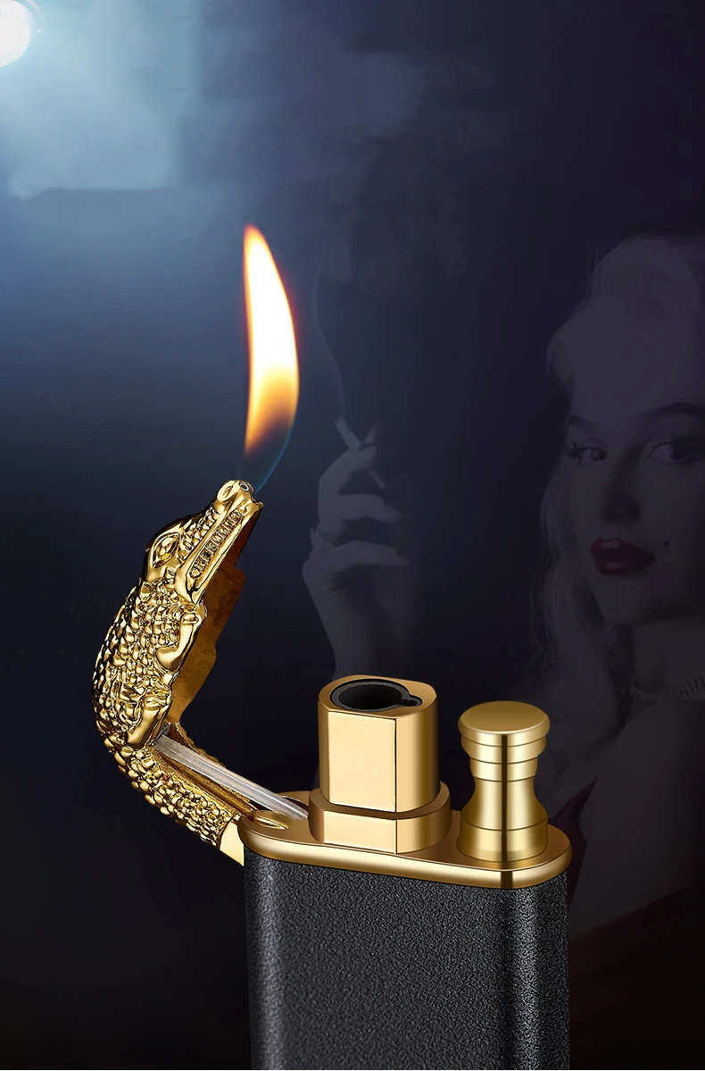 Blue Flame Crocodile Dragon Double Hole Lighter Creative Windproof ...