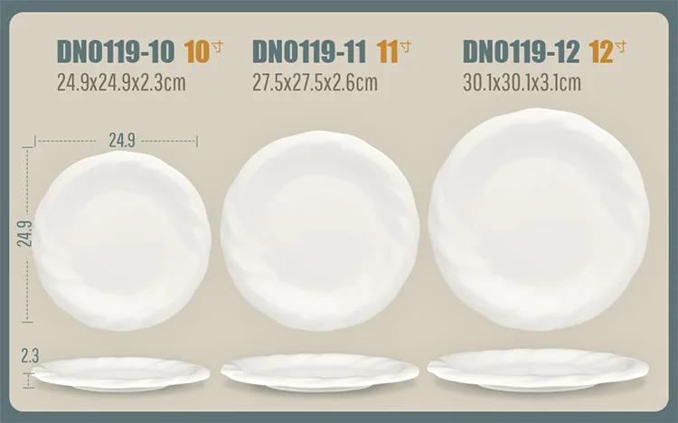 White Black Dishwasher Safe Heavy Duty Round Plates 9 Inch Melamine ...