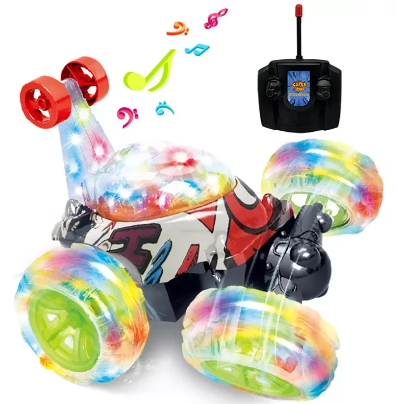 Jumping Toy Car Graffiti Remote Control Stunt Car with Lights and Music