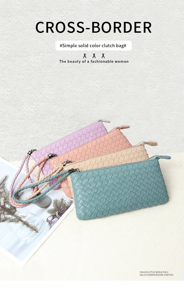 New All Hand-woven Long Coin Purse Fashion Large Capacity Clutch Bag ...