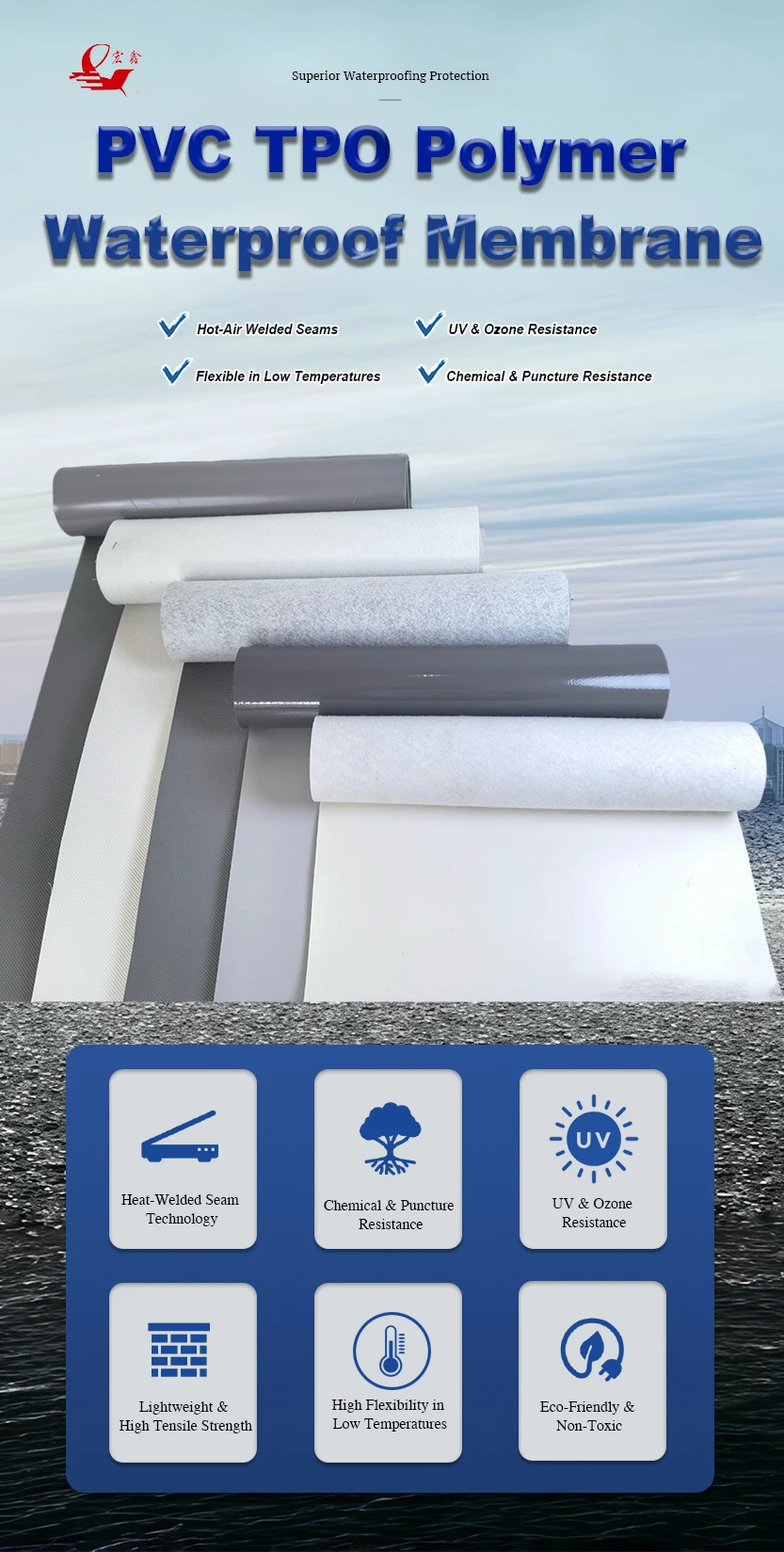 Polymer PVC TPO Roofing Rolls PVC Flooring Sheets Waterproof Supplies ...