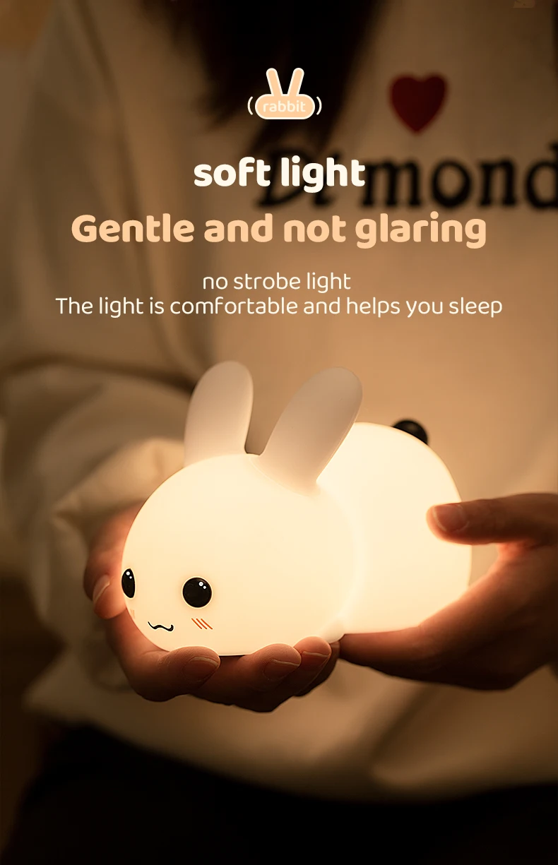 Mini Lovely Rechargeable LED Night Light for Kids - Bunny Lamp