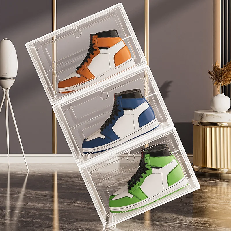 Side Drop Shoe Storage Box Large Bins Container Plastic Magnetic ...