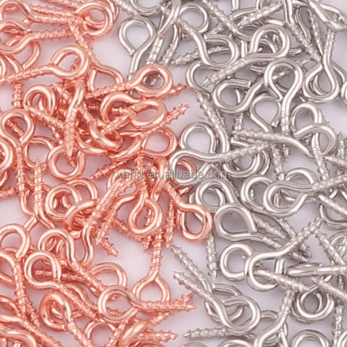 Eyelets Screw Threaded Clasps Hooks Silver/Rose Gold Small Tiny Mini ...