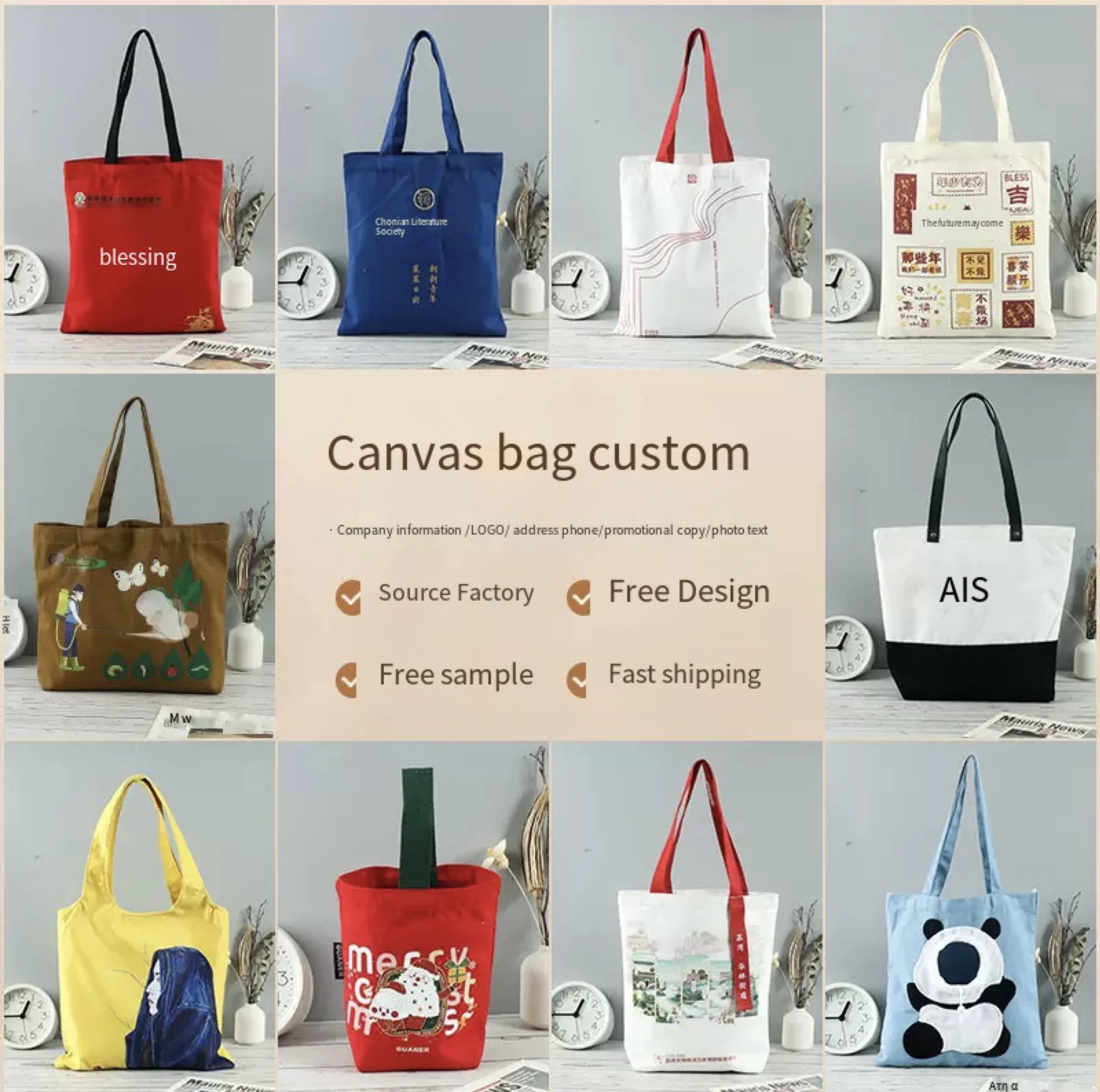Custom Eco-friendly Canvas Tote Bags With Logo - Odm