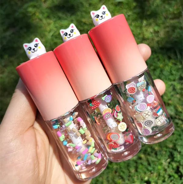 Cute Fruit Flavor Animal Cat Top Shaped Lipgloss Base Cosmetics Makeup ...