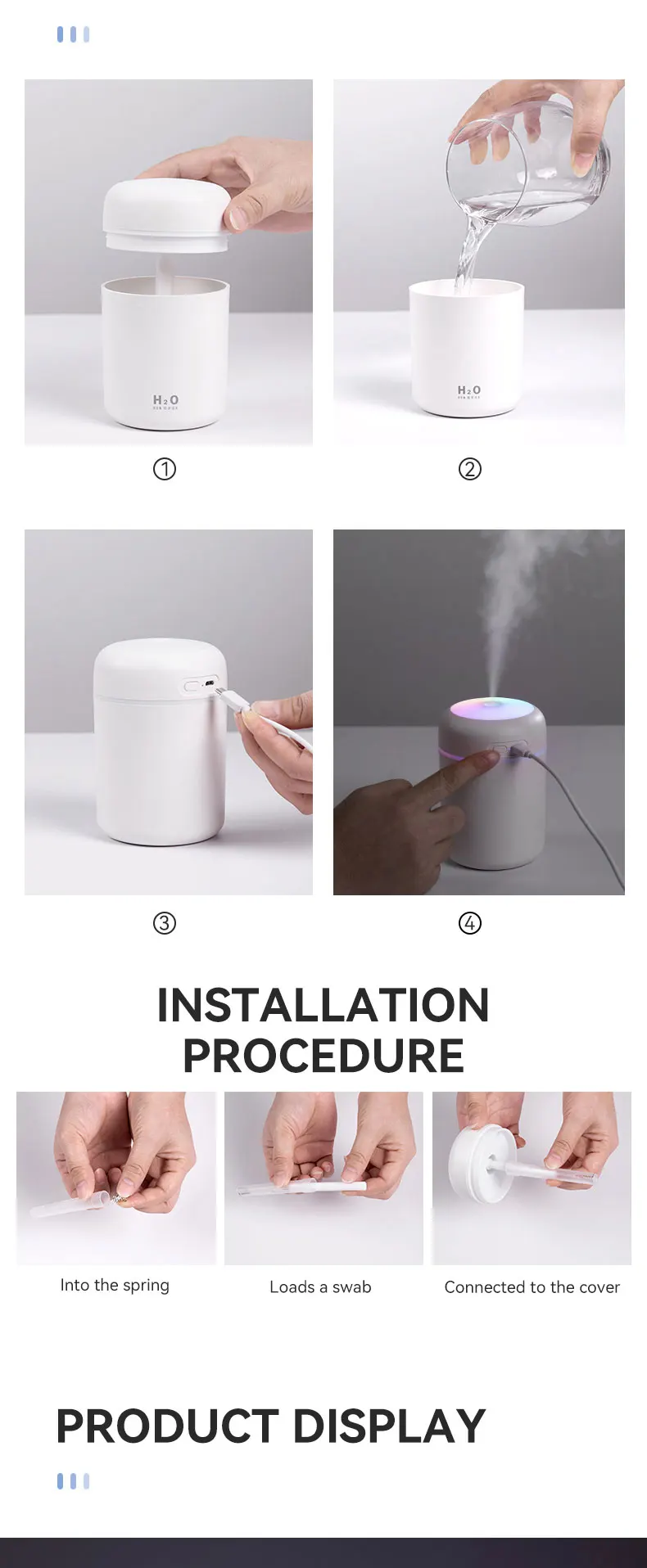 Portable Mini 300ml H2o Car Humidifiers USB Personal Desktop Cool Mist Air Humidifier With ...