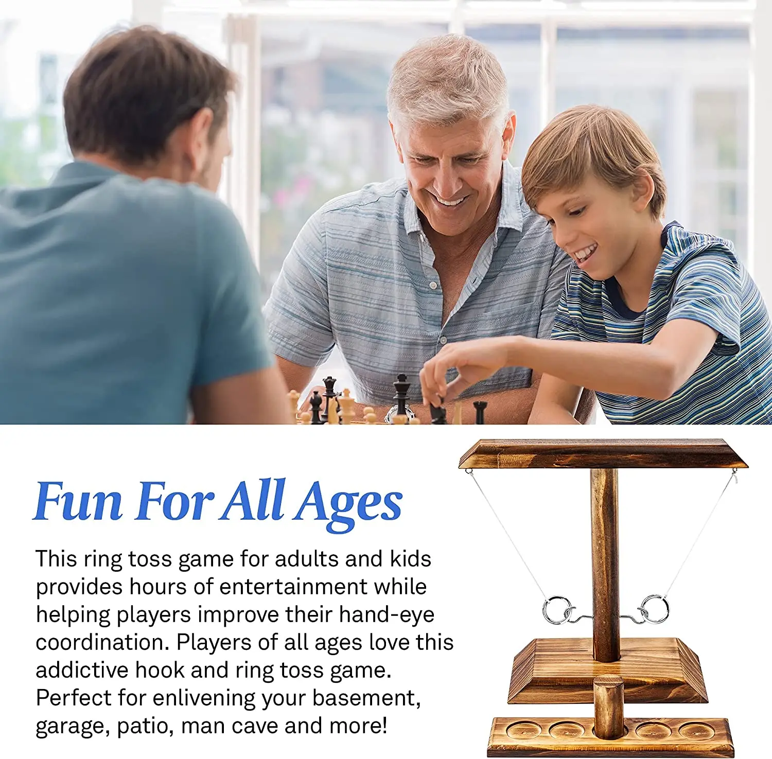 Handmade L Size Pine Wood Ring Toss Game For Bar Drink Game Party Game ...