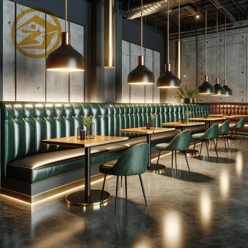 Industrial Pub Vintage Cheap-Restaurant-Booths Brown Leather Canteen ...