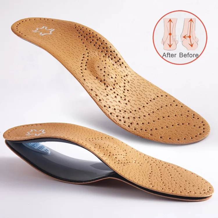Leather Orthopedic Insoles with Antibacterial Active Carbon